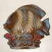 Lusterous Small Ceramic Fish Figurine Fish Swimming Waves Red Coral ...