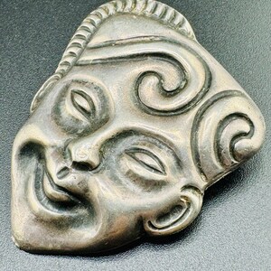 Vintage Mayan Tribal Mask Mexican Sterling Brooch Silver Signed ...