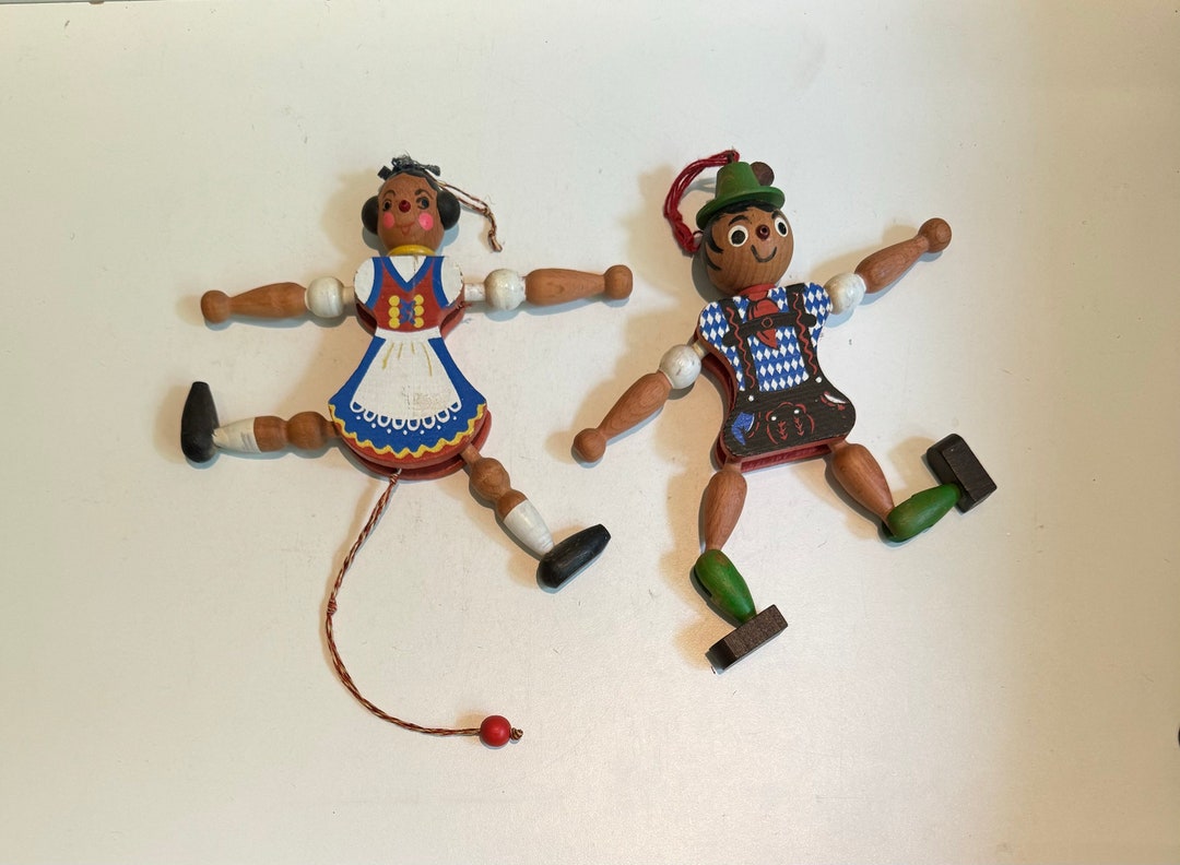 Vtg Handmade Articulated Wooden Pull String Jumping Jack Toys ...