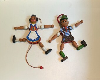 Adorable Handmade Articulated Wooden Pull String Jumping Jack Toy ...