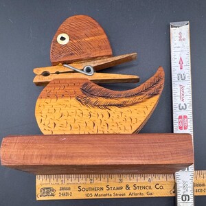 Vintage Wooden Folk Art Duck Recipe Card Notecard Holder Clothespin ...