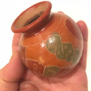 Miniature Red Clay Pots Sgraffito Vessel Nicaraguan Mayan Precolumbian ...