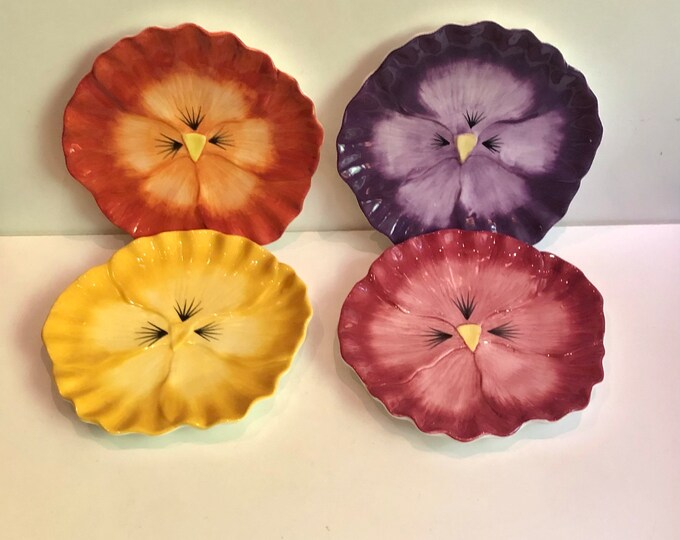 Vintage Set of 4 Jay Willfred Diu of Andrea of Sadek Majolica Pansy ...