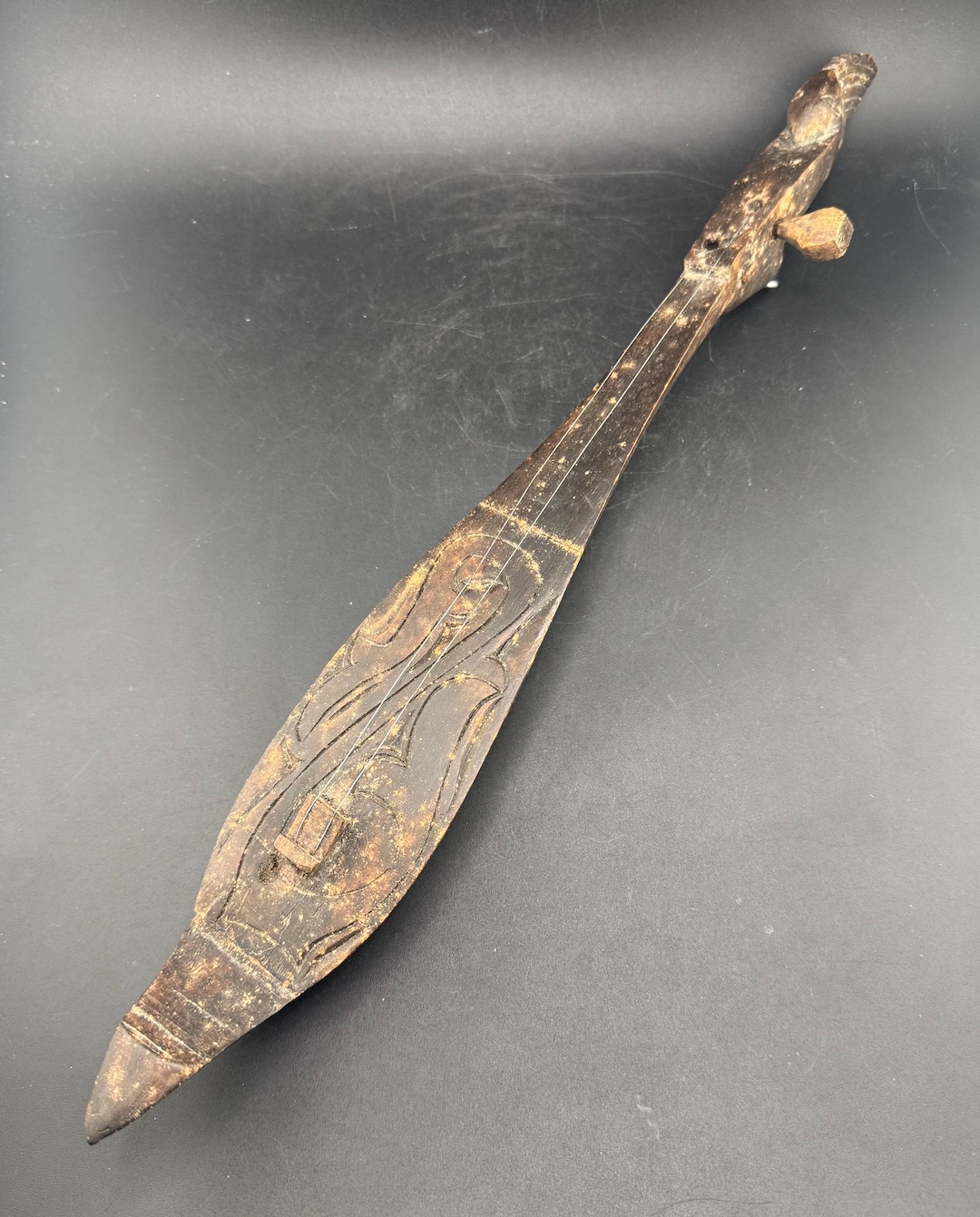 Old Carved Wood Sumatran Hasapi Batak Lute Instrument Indonesian Folk ...
