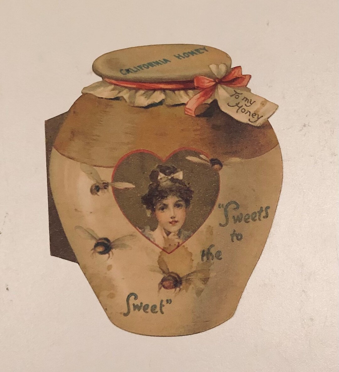 Victorian California Honey Pot "sweets to the Sweet" Figural Valentine ...