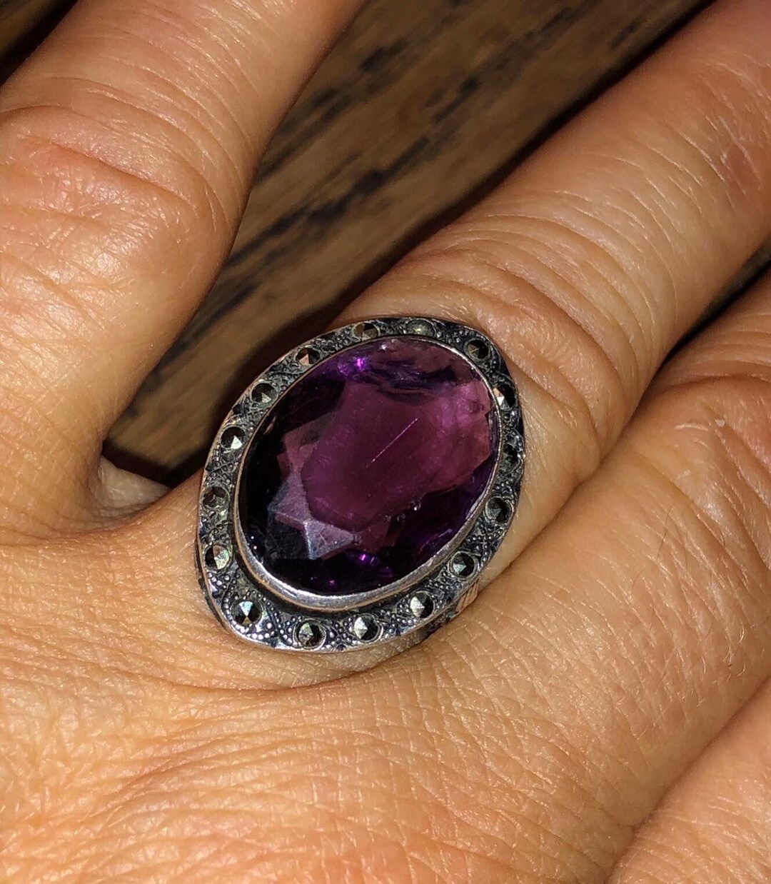 Art Deco Amethyst Marcasite Ring Setting for Restoration Size 6.5 Sold ...