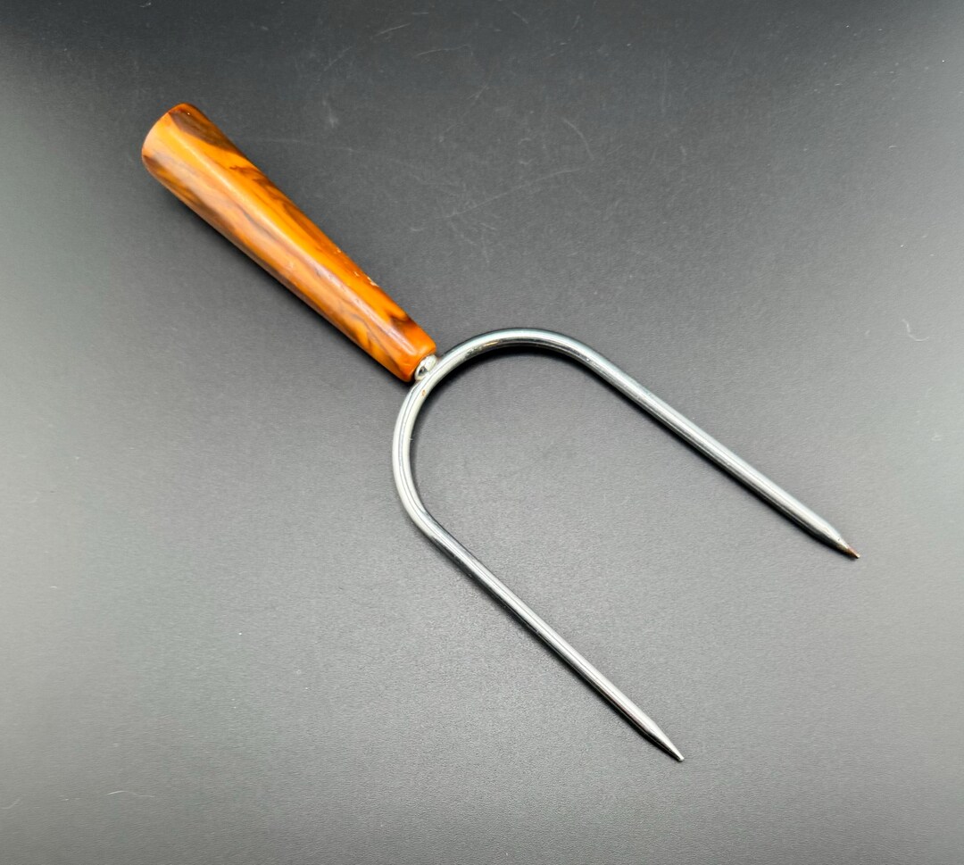 Vintage Bakelite Meat Fork Turkey Lifter 2 Prongs Marbelized Art Deco ...