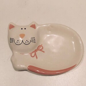 Whimsical Ceramic Kitty Cat Spoon Rest Teabag Holder Smiling Cat Soap ...
