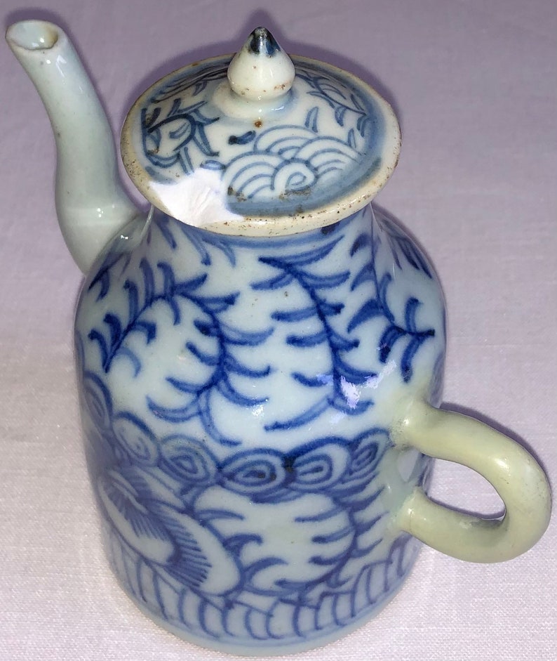 Antique Chinese Blue and White Soy Pot Ewer Kitchen Qing - Etsy