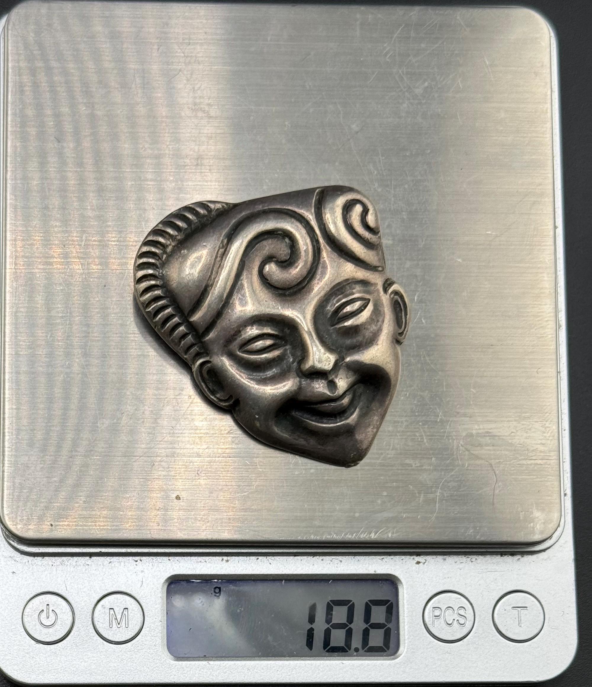 Vintage Mayan Tribal Mask Mexican Sterling Brooch Silver Signed ...