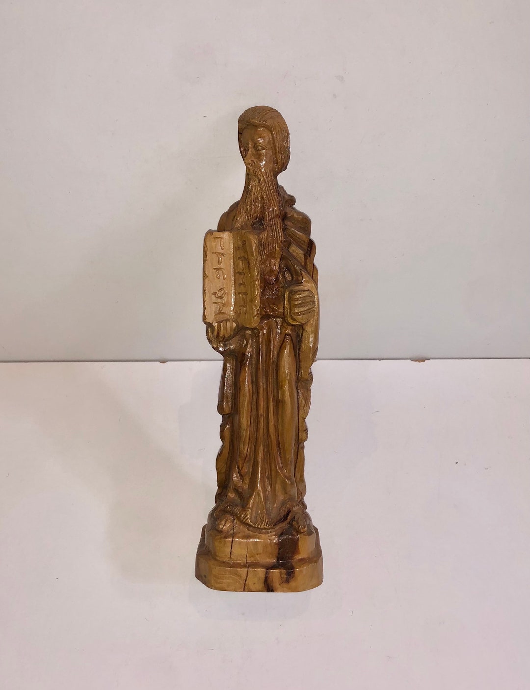 Israeli Carved Olive Wood Moses Ten Commandments Statue Bethlehem ...