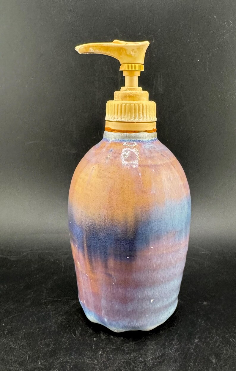 Vintage Praise God Rob Grimes Studio Pottery Soap Dispenser Pink Purple ...