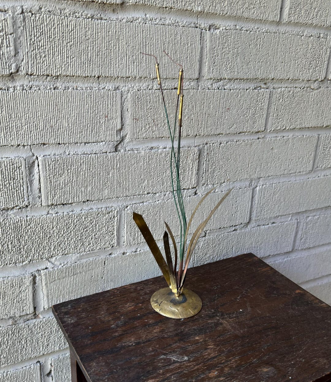 Vintage Metal Cattail Sculpture MCM Brutalist Style Statue Natural ...