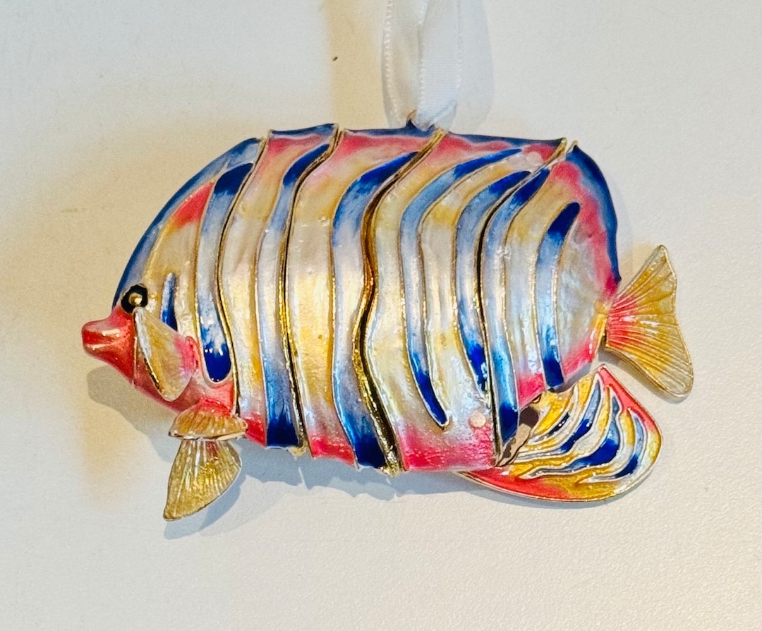 Vintage Trimsetter Cloisonné Tropical Fish Ornament Articulated Enamel ...