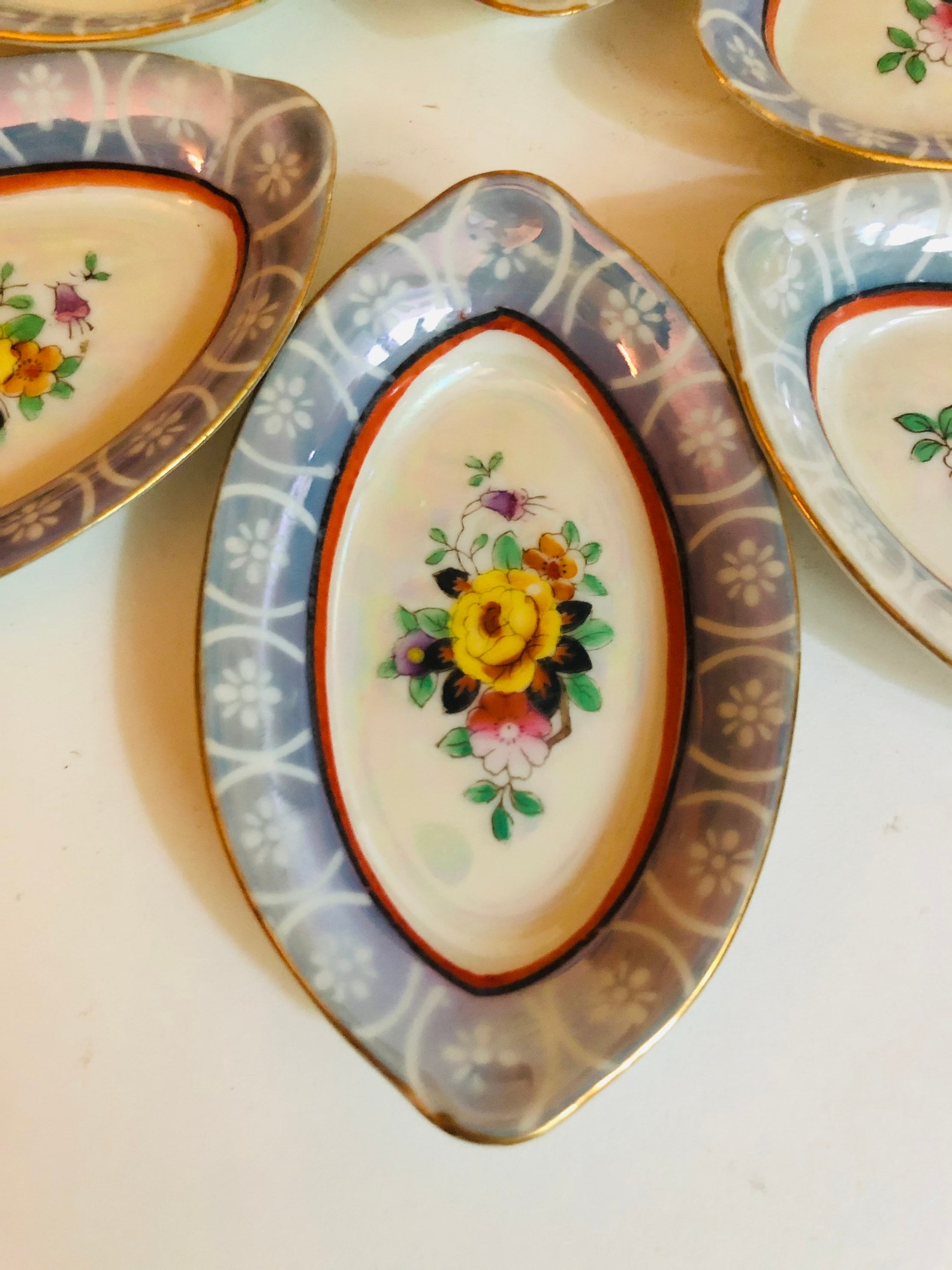 Antique Noritake Japan Open Salts Lusterware Salt Cellars 6 Salt Dishes ...