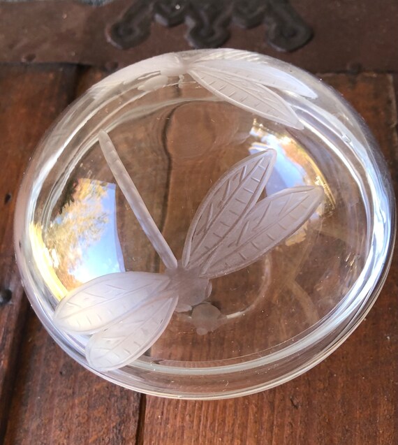 Vintage MMA Art Deco Etched Crystal Dragonfly Powder … - Gem