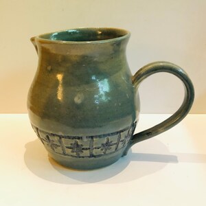 Vintage Signed Studio Pottery Juice Pitcher Pinched Spout Bonita Blue ...