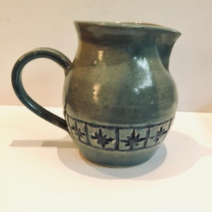 Vintage Signed Studio Pottery Juice Pitcher Pinched Spout Bonita Blue ...