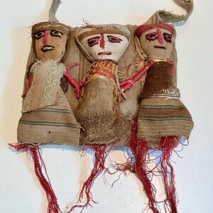 Antique Vintage Chancay Folk Art Burial Doll Triplet Babies Tassels ...