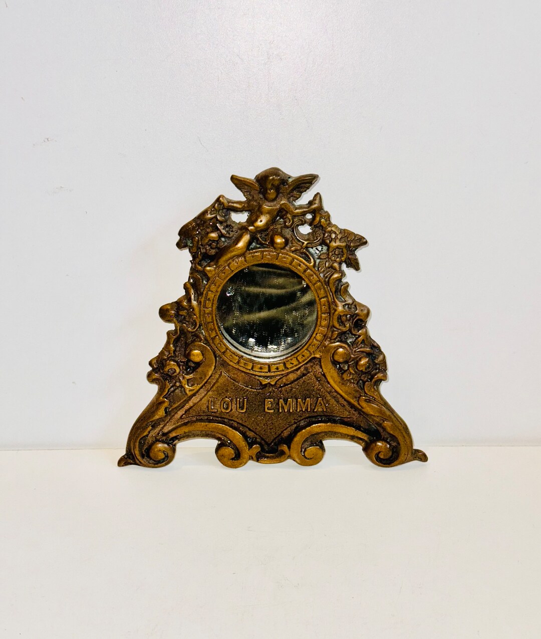 Antique Heavy Brass Victorian Lou Emma Clock Component Frame Hanging ...