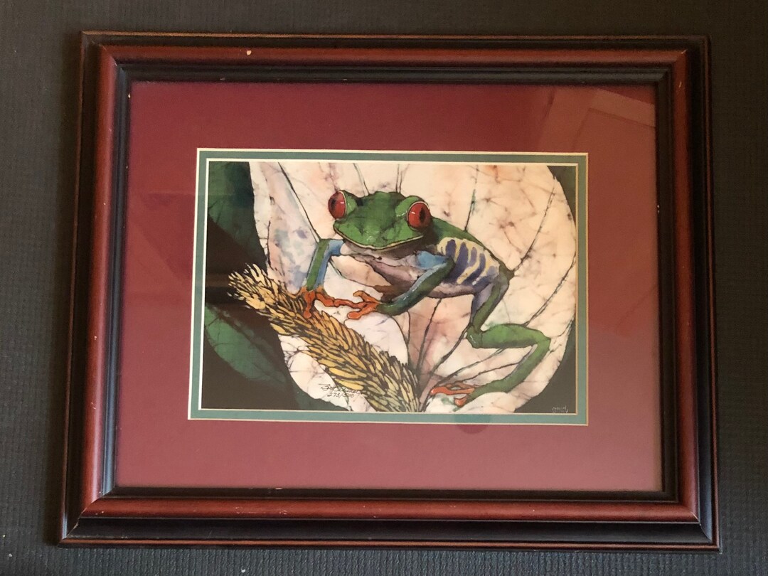 Vintage Beth Erlund Batik Tree Frog Print of Painting Artist Signed ...