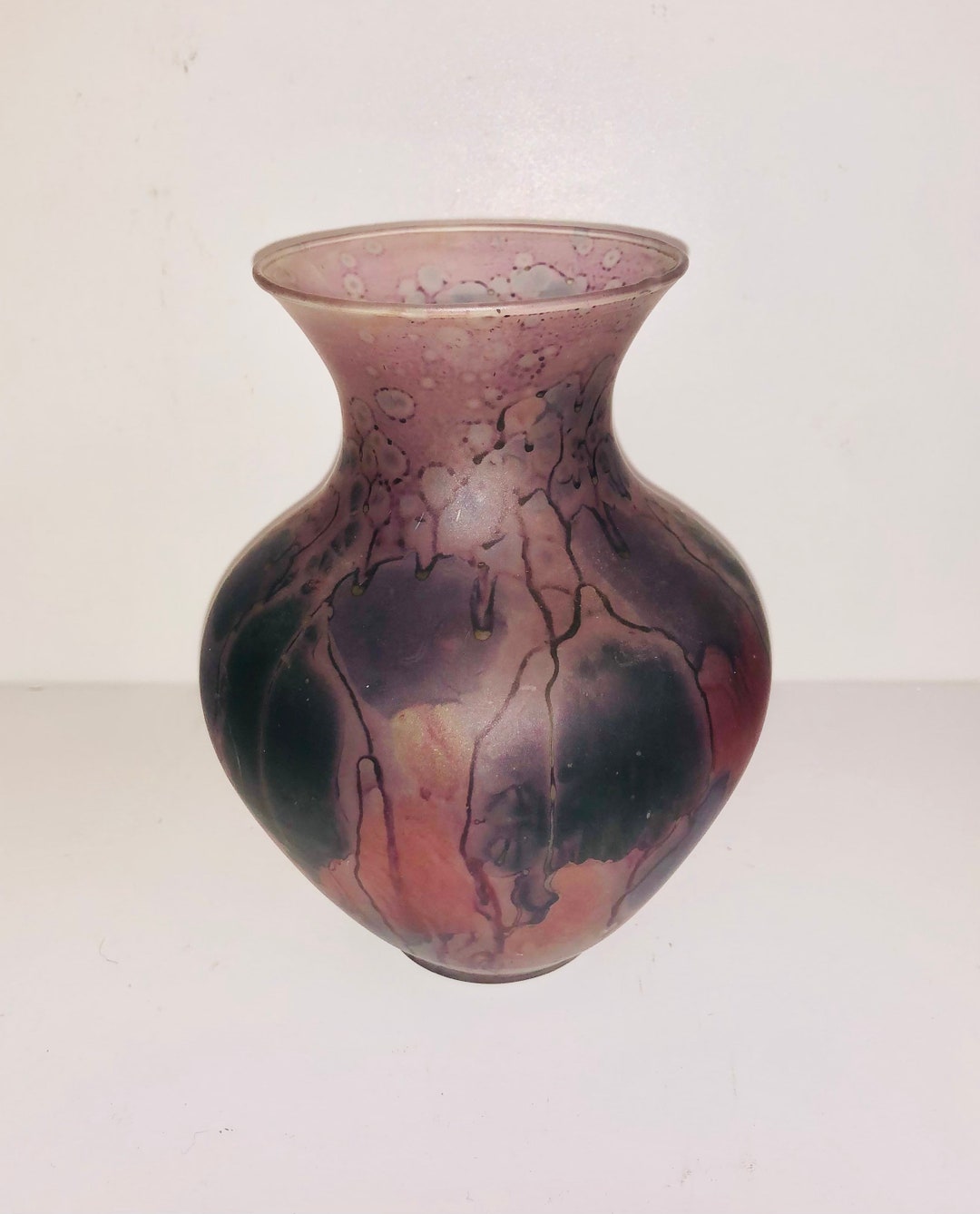 Vintage Israeli Glass Vase BZT Ltd Hand Painted Israeli Vase Gorgeous ...