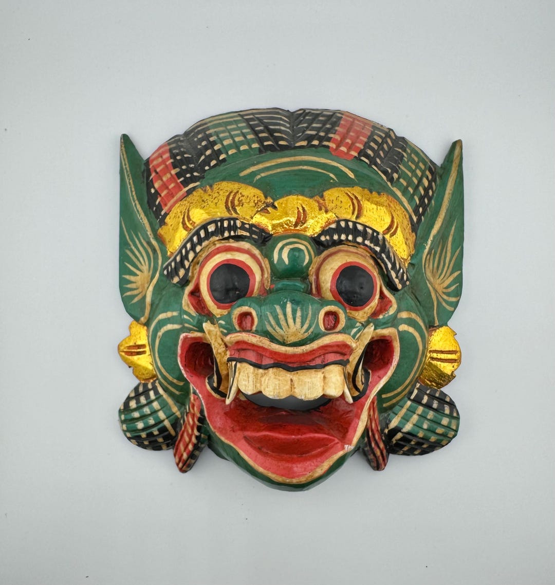 Vintage Balinese Barong Mask Asian Wall Sculpture Indonesian Home ...