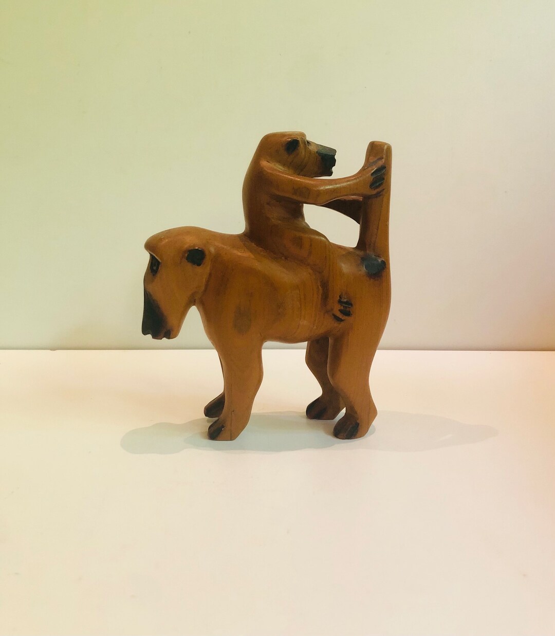 Whimsical Carved Wooden Monkey Sculpture Bud Vase Tropical Jungle ...