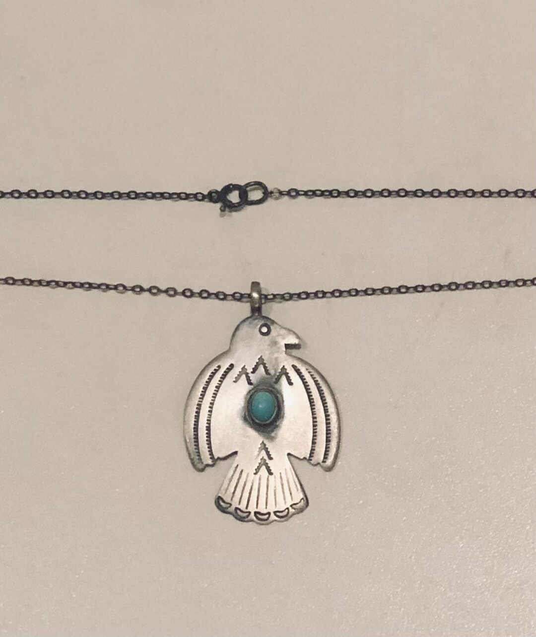 Vintage UITA 10 Hallmark Thunderbird Turquoise Pendant Necklace Native ...