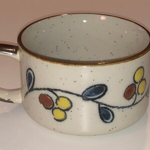 Vintage Stoneware Ceramic Soup Chowder Mug Hand Painted Berries and ...