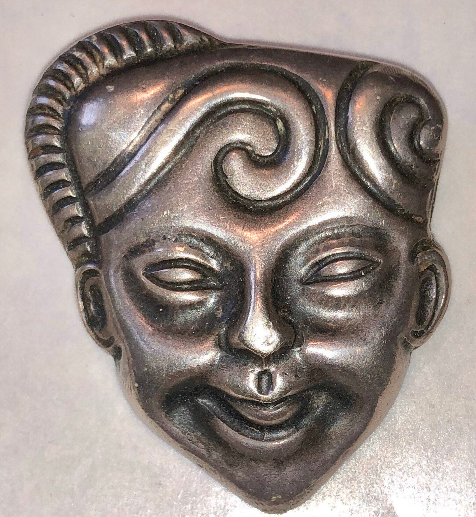 Vintage Mayan Tribal Mask Mexican Sterling Brooch Silver Signed ...