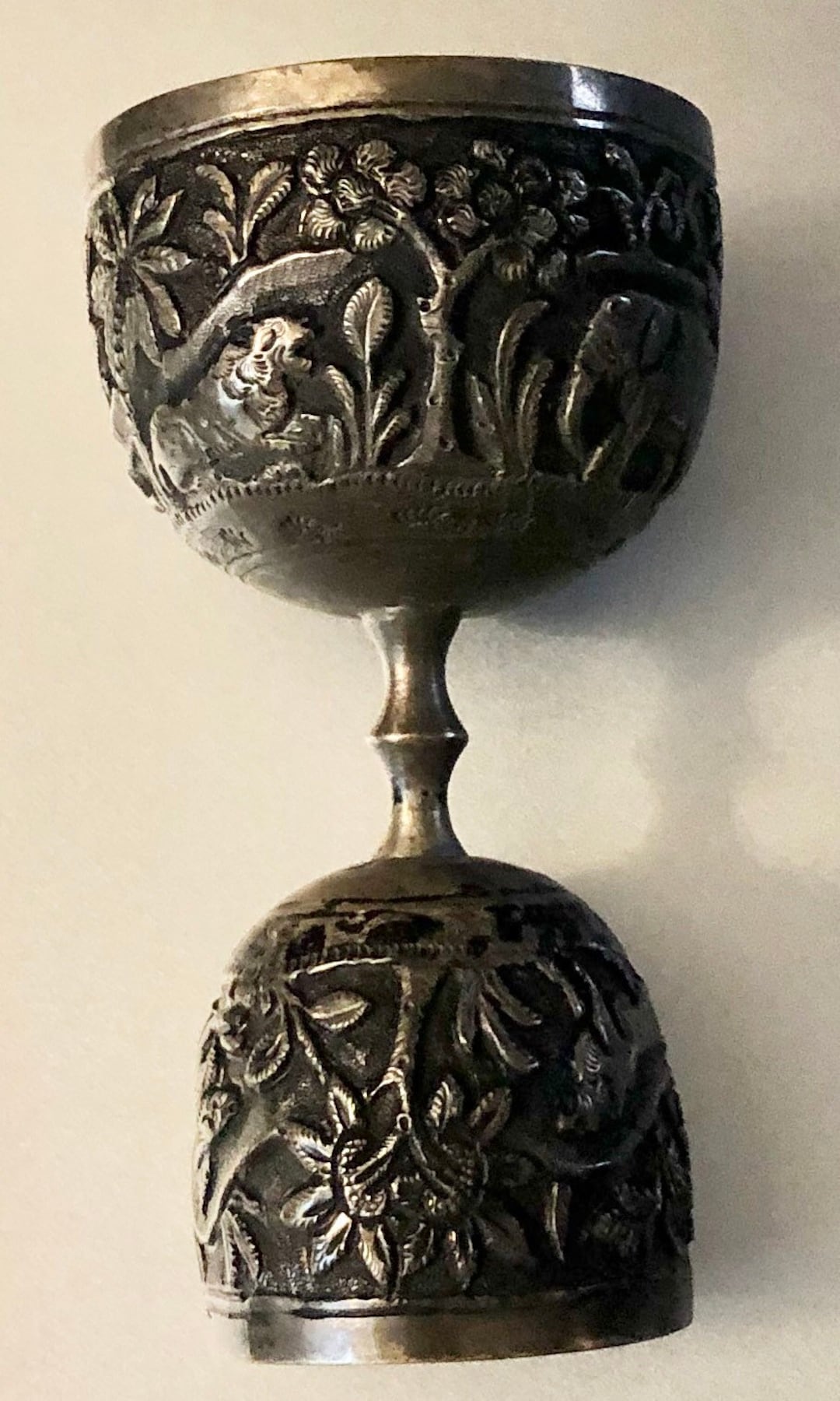 Antique Islamic Double Cup Ca 1780s-1800 Hand Carved W Animals Elephant ...