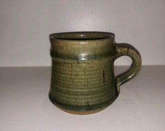 Vintage Large Hand Built Speckled Stoneware Mug Fern Leaf Sculpted ...