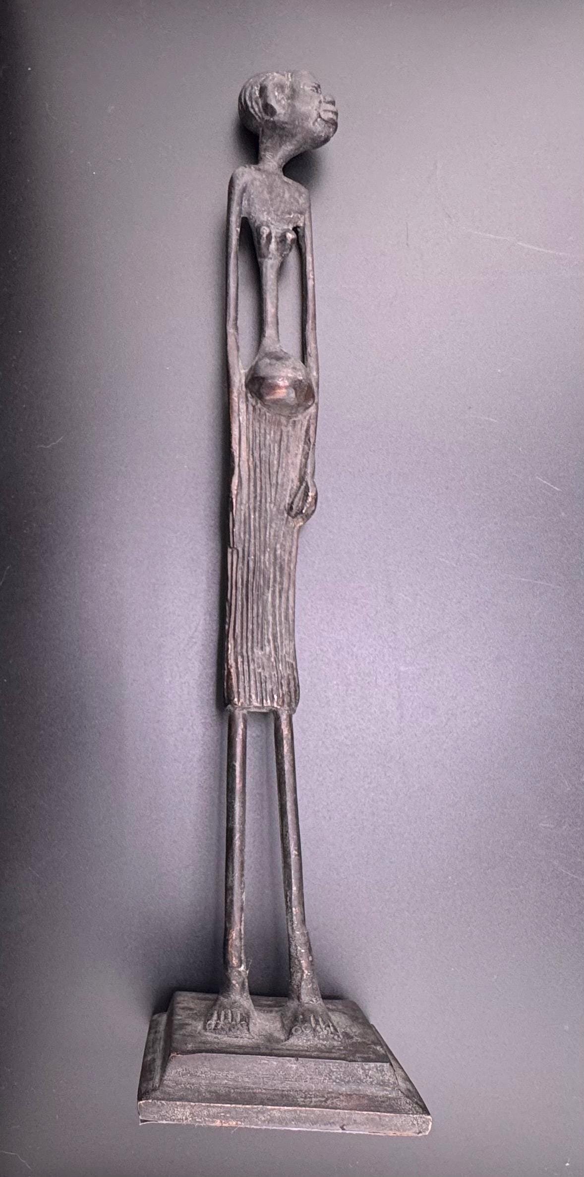 Vintage Tall Stylized Metal African Statue Pregnant Woman Sculpture ...