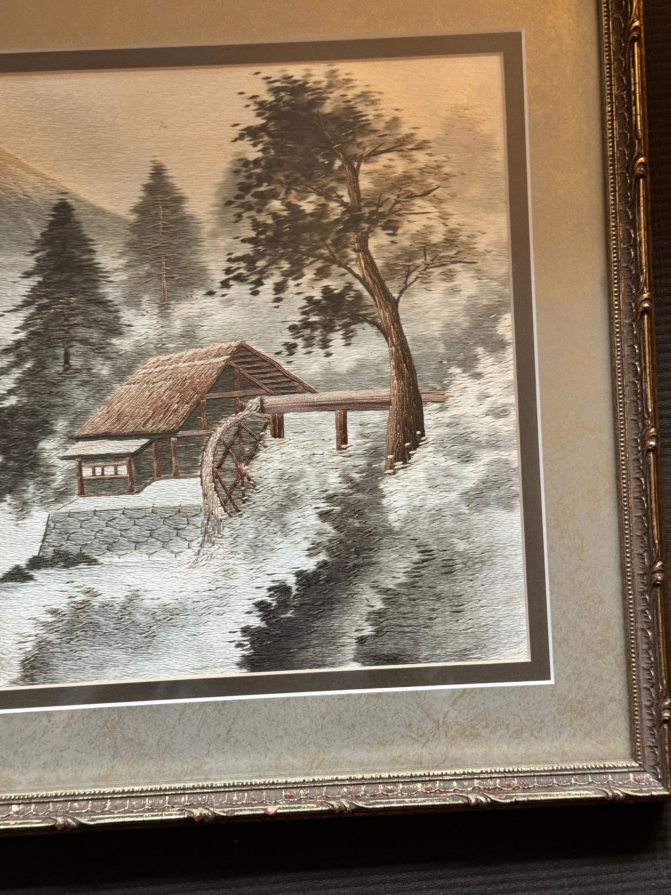 Vintage Framed Japanese Silk Embroidery Wall Art Mt Fuji Vintage Framed Japanese Silk Embroidery Wall Art Mt Fuji