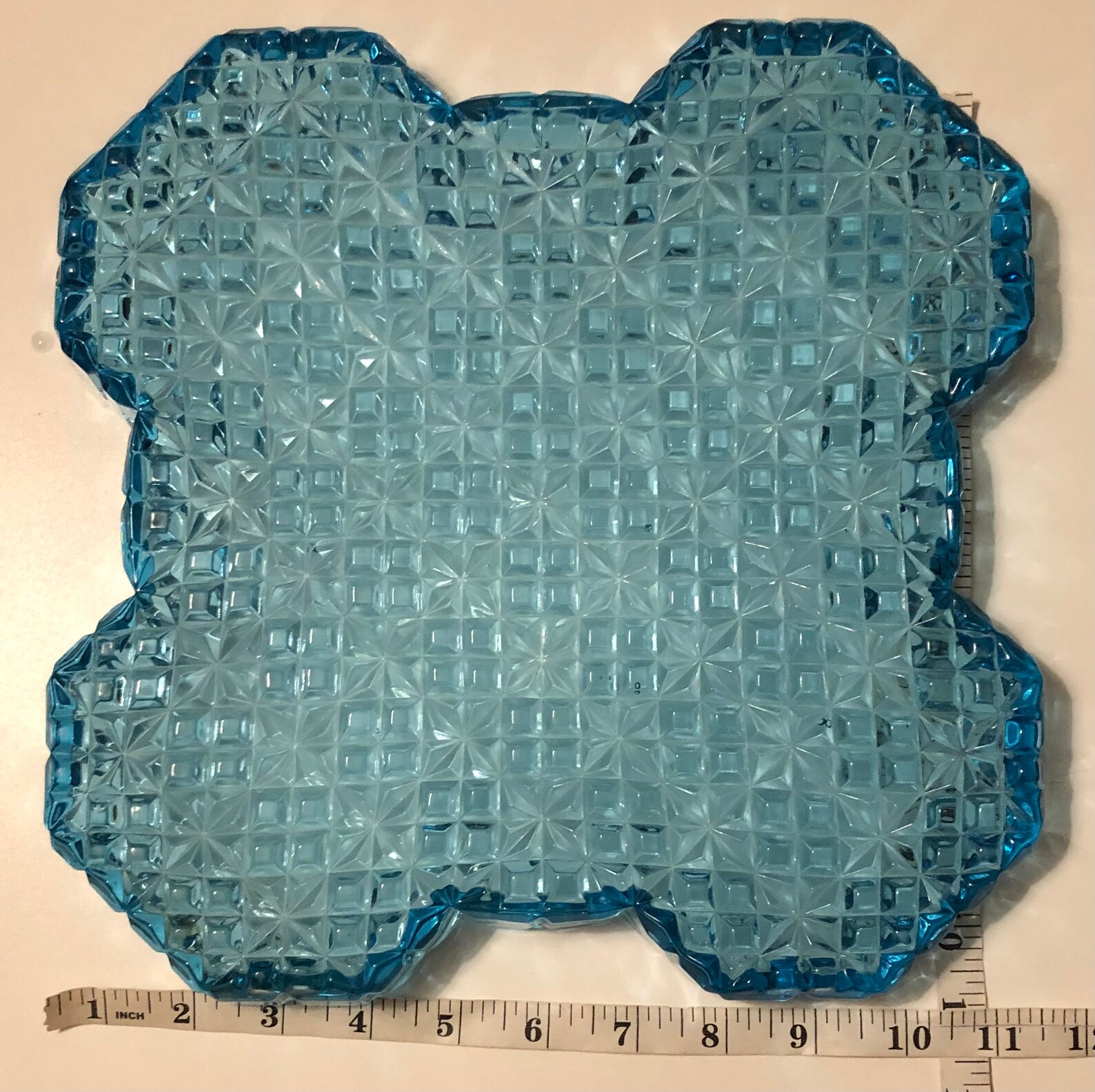 Rare 1886 Canton Glass Company EAPG Square Daisy & Button Water Tray or ...