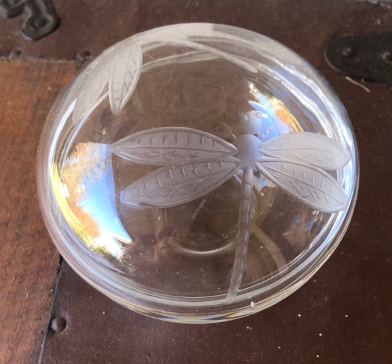 Vintage MMA Art Deco Etched Crystal Dragonfly Powder … - Gem