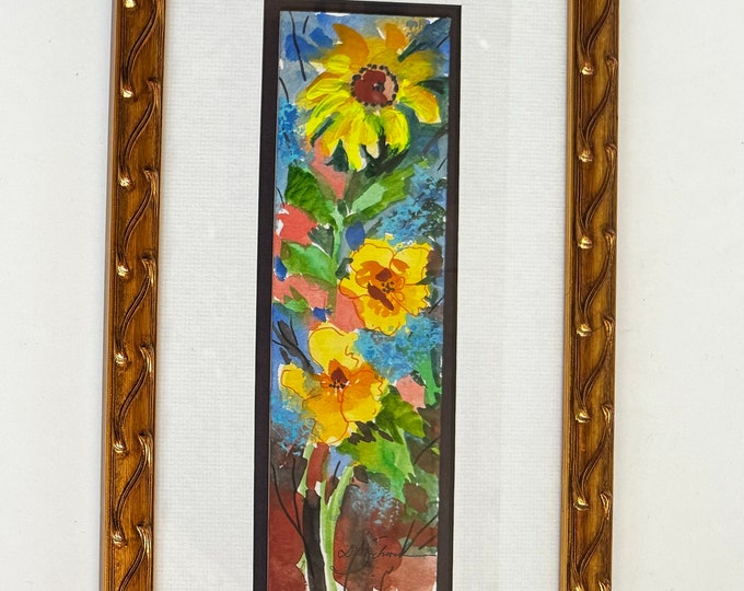 Vintage Doris M Schrock Signed Watercolor Painting Sunflowers Daffodils ...