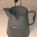 Vintage Grey Enamel Graniteware Kettle Cowboy Coffee Pot Metal & Wood ...