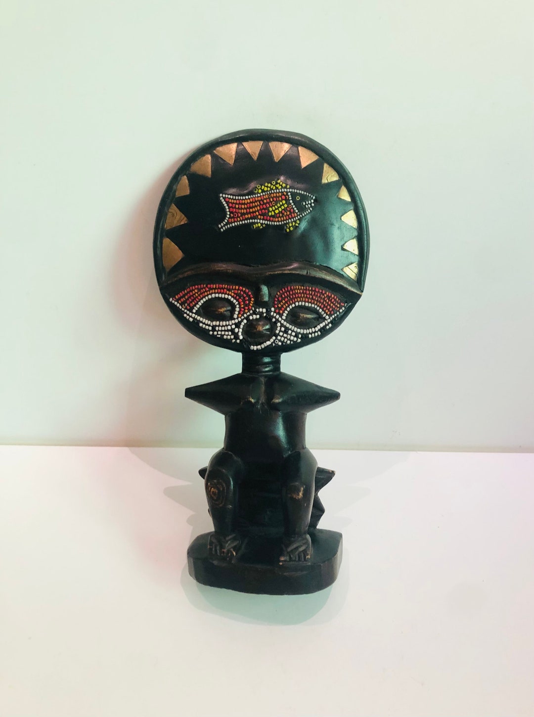 Lovely Ghanaian Fertility Doll African Folk Art Effigy Doll Beaded Fish ...