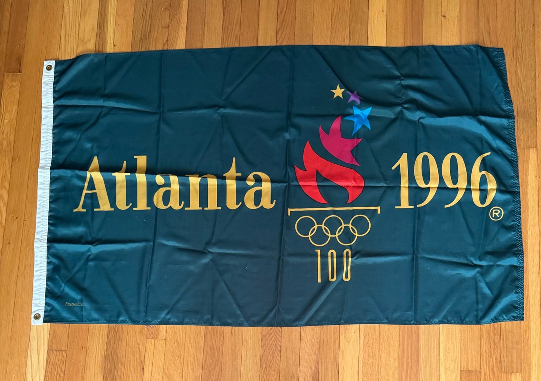 Vintage 1996 Centennial Olympic Games 100 Flag Banner Atlanta Georgia ...