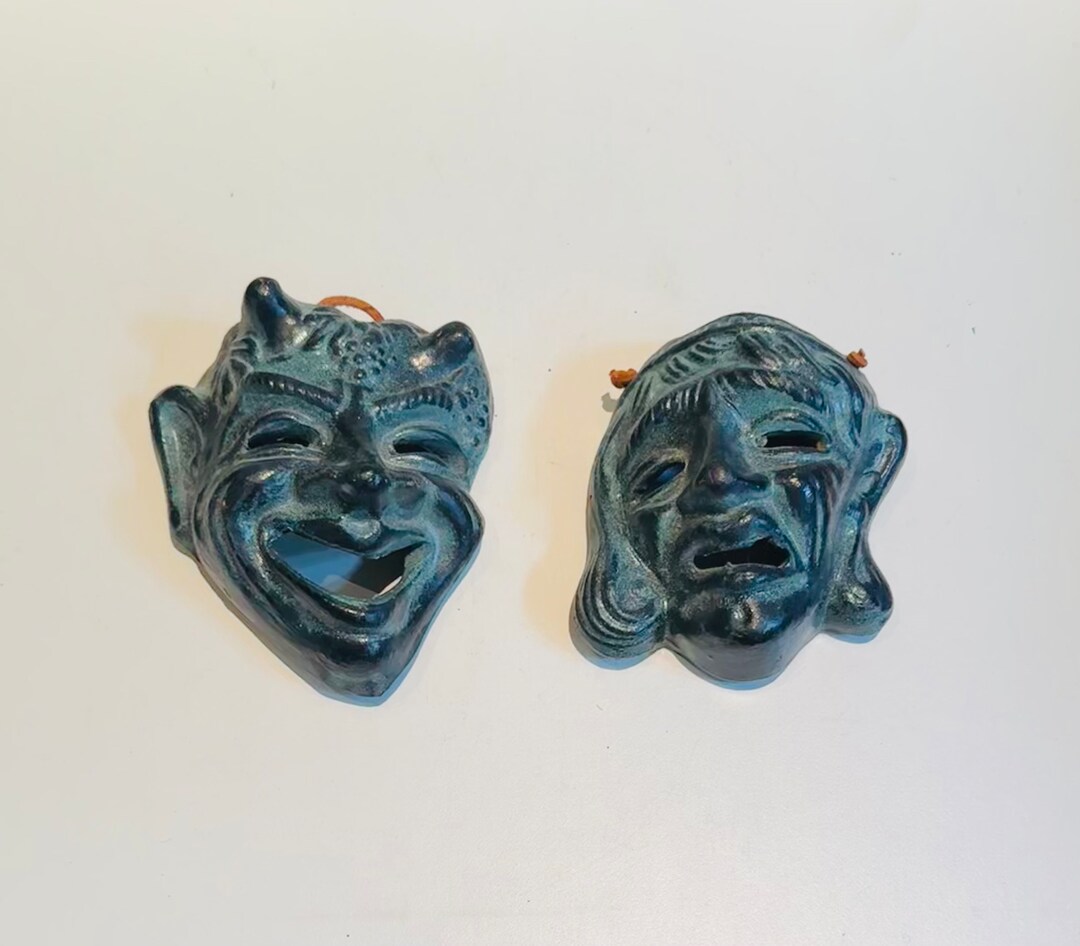 Vintage Pair of Greek Drama Masks Thalia & Melpomene Comedy and Tragedy ...