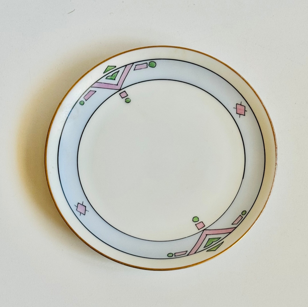 Antique Hand Painted Screaming Art Deco Dish 6 Bavarian Plate Pink ...