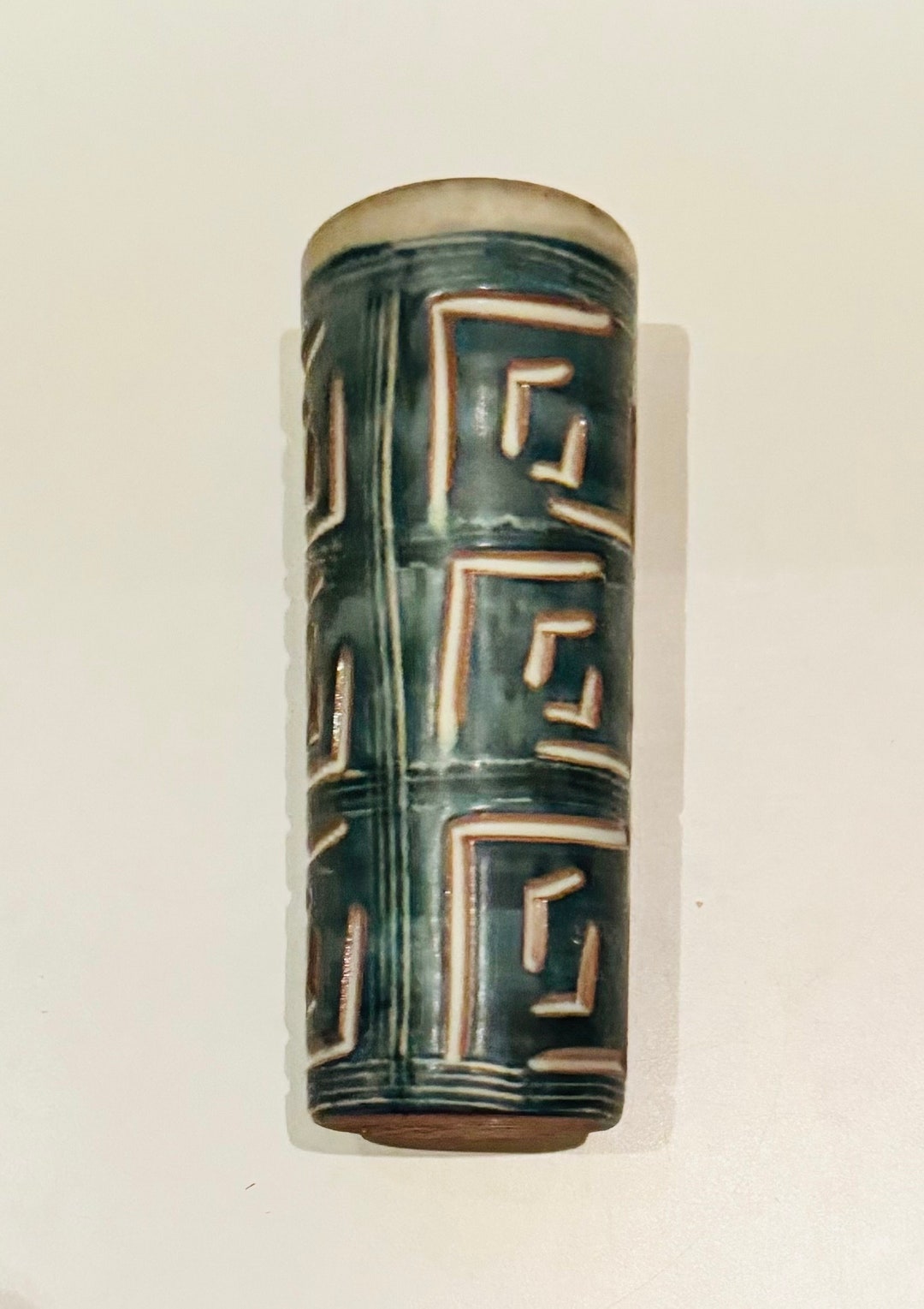 Vintage 50s MCM Puerto Rico Pottery Geometric Sgraffito Vase Hal Lasky ...