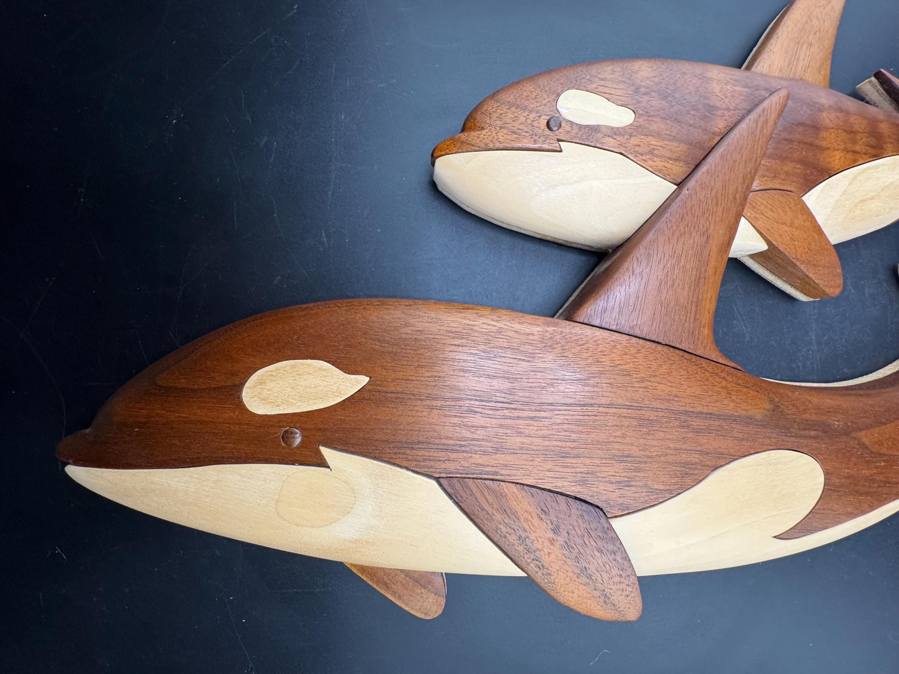 Vtg Handcrafted Wooden Orca Sculpture Wall Hanging Nautical Folk Art ...