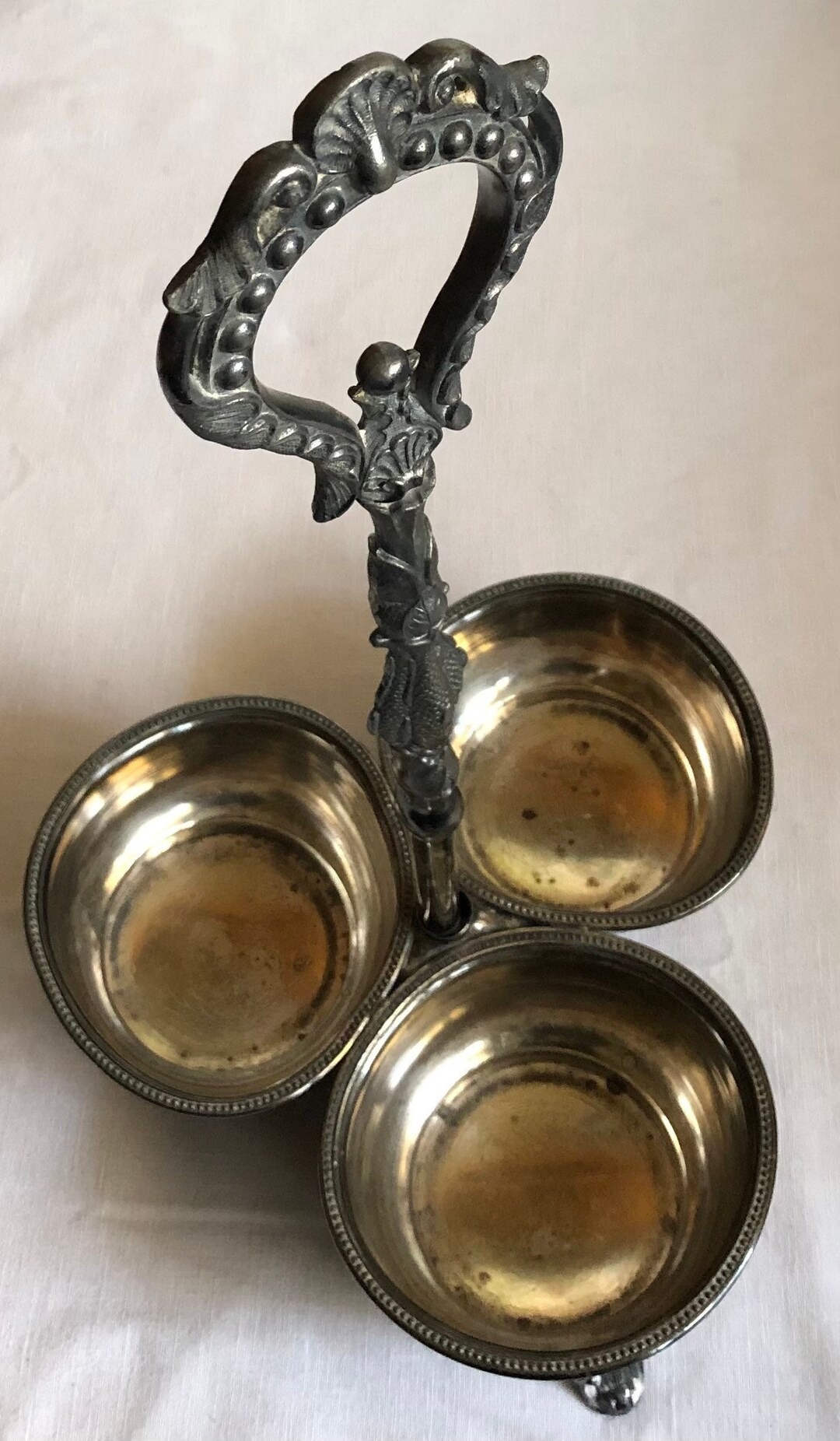 Antique Victorian Caster Set Codiment Caddy With Ornate Fish Handle ...