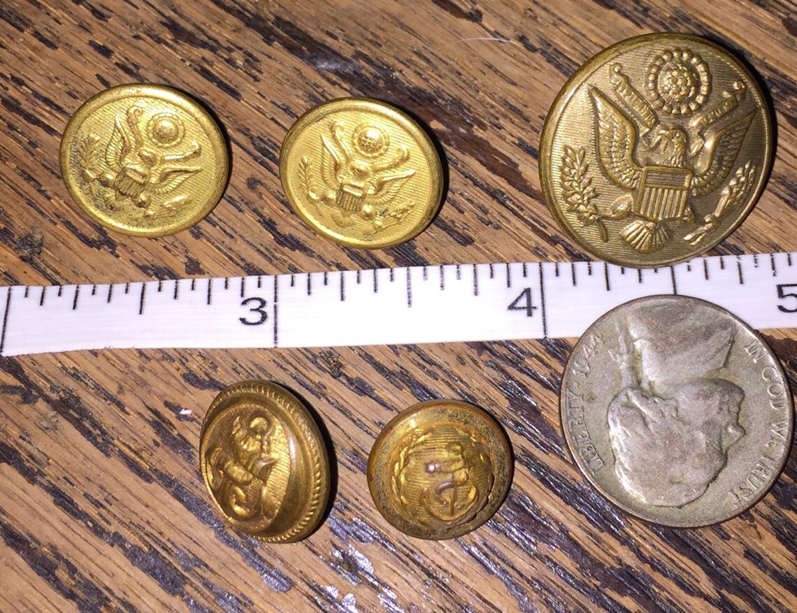 WW2 Military Buttons US Uniform Buttons Anchors Brass Eagle | Etsy