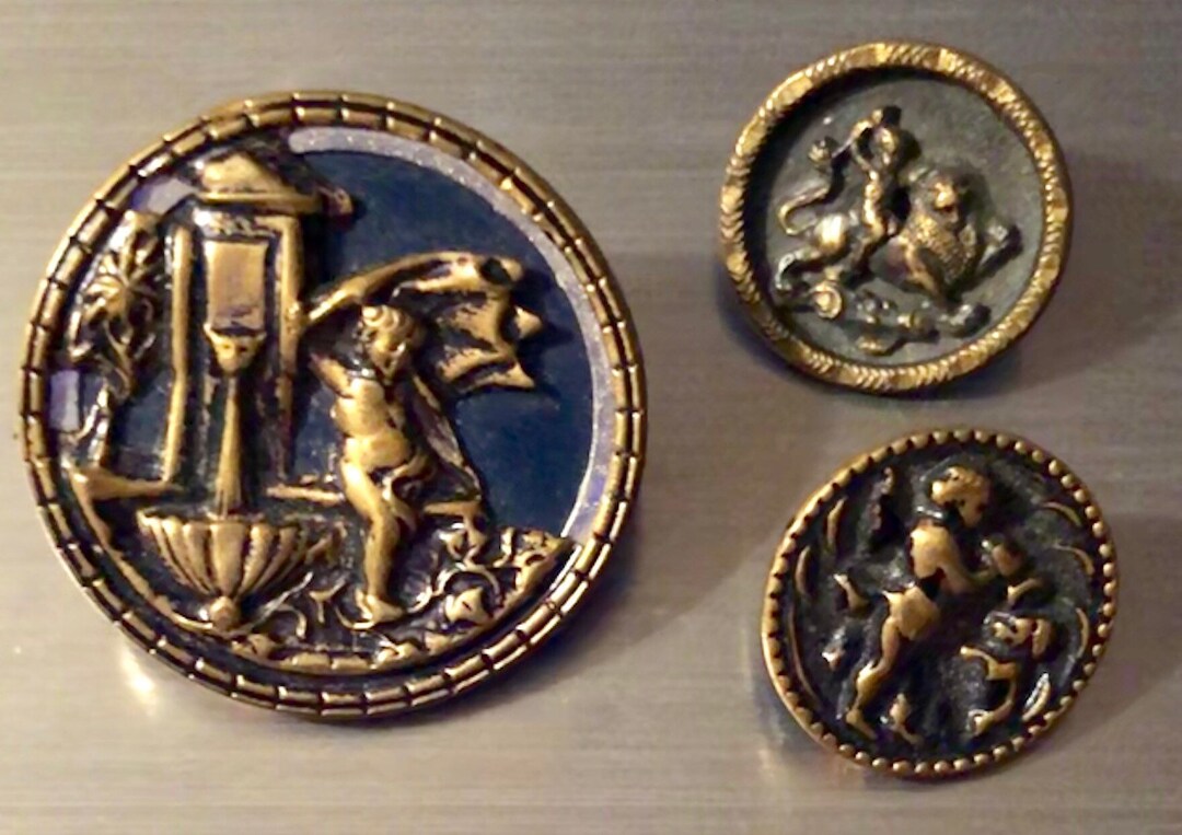 Victorian Cherub Buttons Victorian Puttis Cherub Riding Lion More Mini Steampunk Button ...