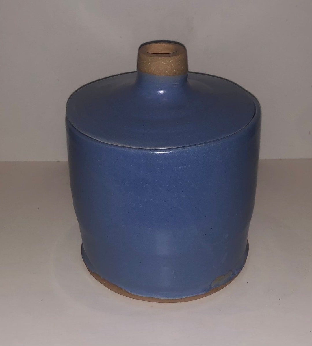 Vintage Studio Artist Cornflower Blue Ceramic Trinket Box Hippie Boho ...