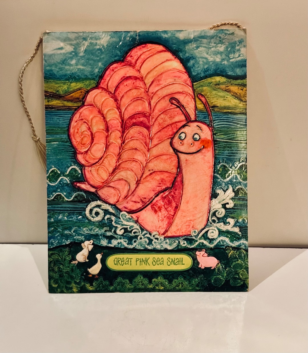 Vintage 1960s Dr Doolittle Great Pink Sea Snail Wall Art Huge Hallmark ...